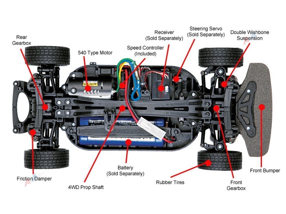 Zdalnie sterowany Nissan 370Z LED TT-01E Tamiya 58478